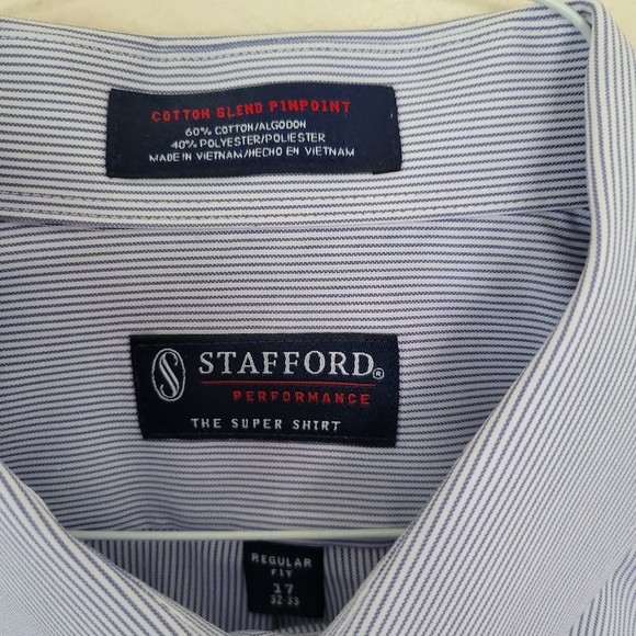 Stafford | Shirts | Mens Dress Shirt Button Stafford Performance The Super Shirt Reg Fit 7 ...
